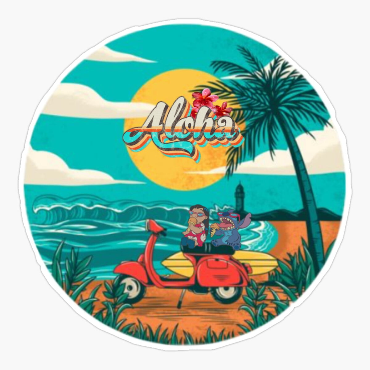 Onim Aloha Lilo And Stitch Vibes Sticker Sticker, Phone Decal Water ...