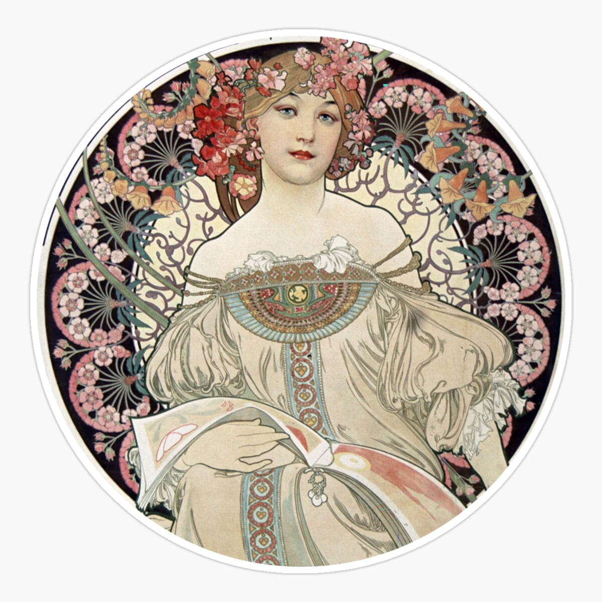 Onim Alphonse Mucha Design Sticker, Phone Decal Water Bottle Stickers ...