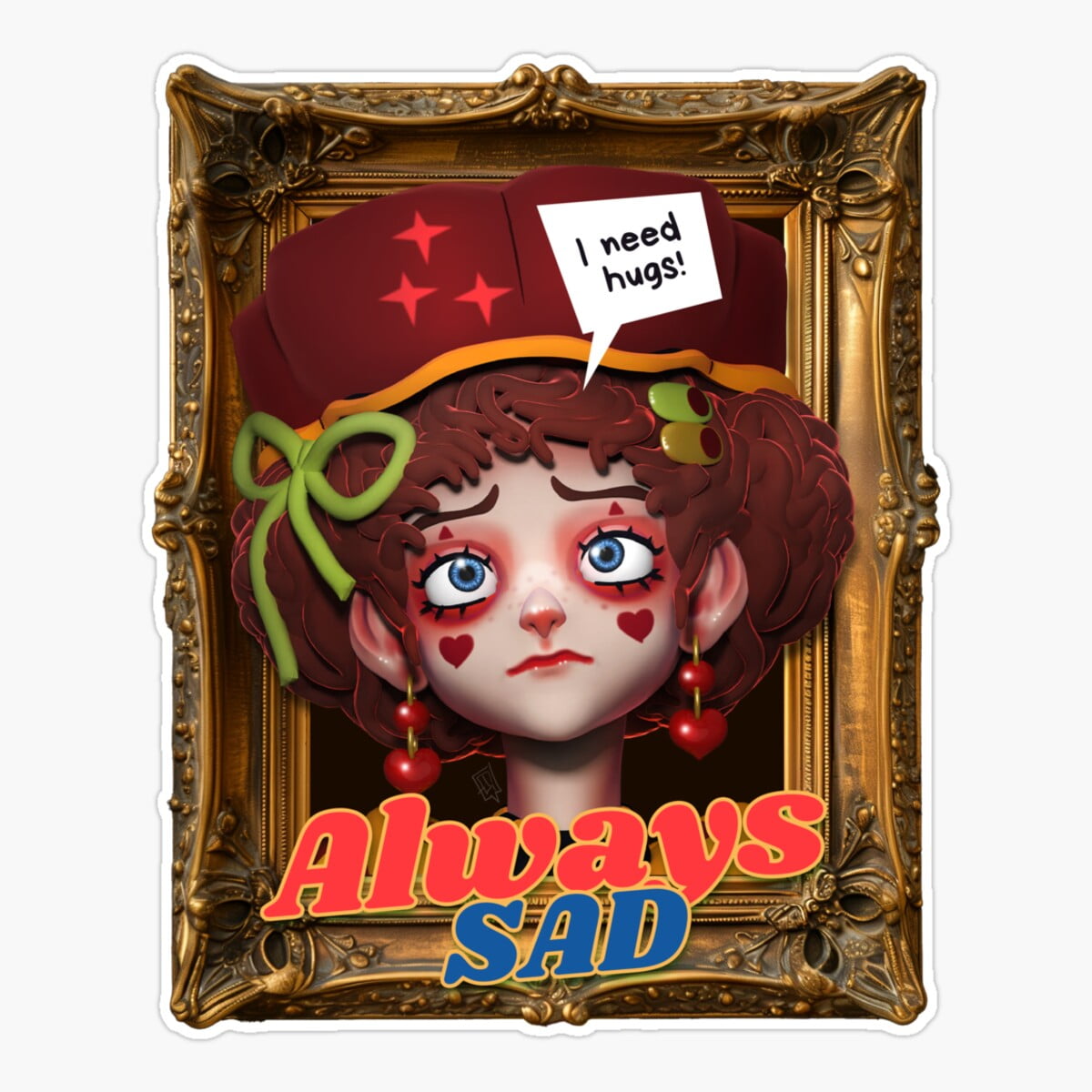 Onim Always Sad And Need Hugs Sticker, Phone Decal Water Bottle ...