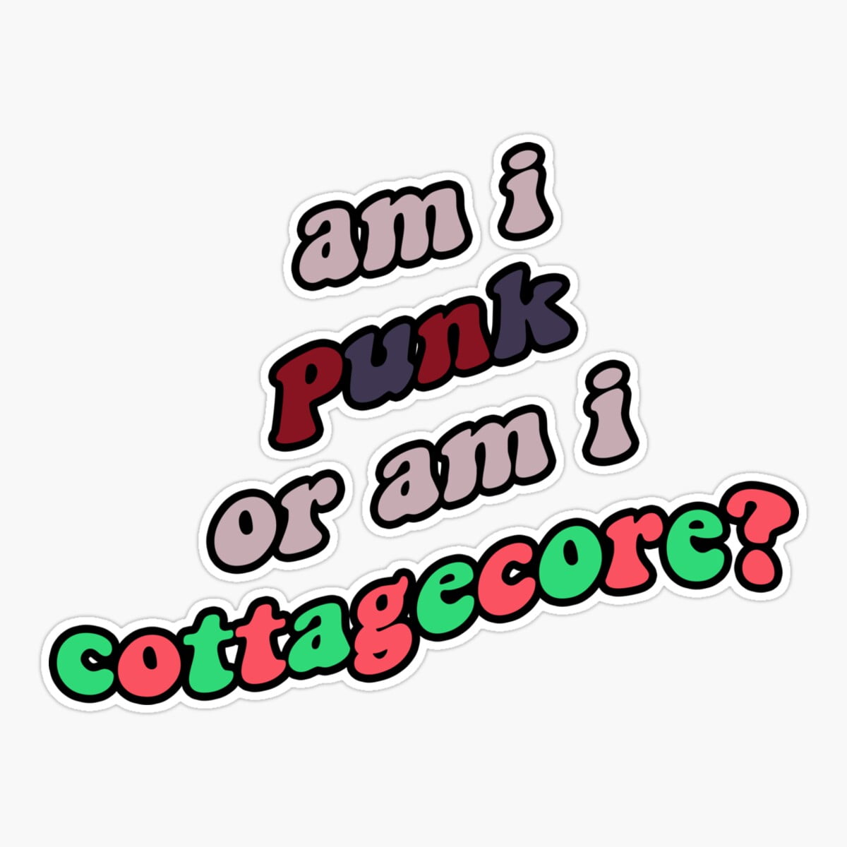 Onim Am I Punk Or Am I Cottagecore? Sticker, Phone Decal Water Bottle ...