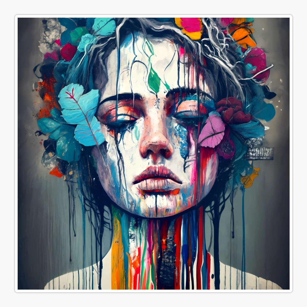Onim Am In Pain, Women Sticker Art, Painting Style Sticker, Phone Decal ...