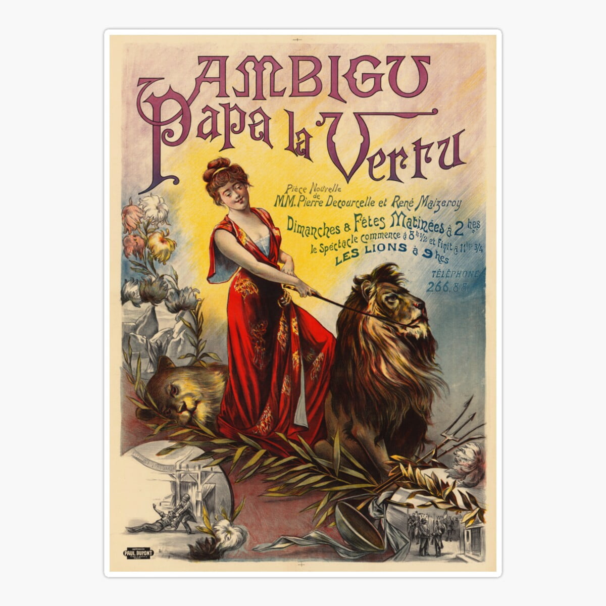 Onim Ambigu Papa La Vertu Lion Circus Theater Show Performance Vintage ...