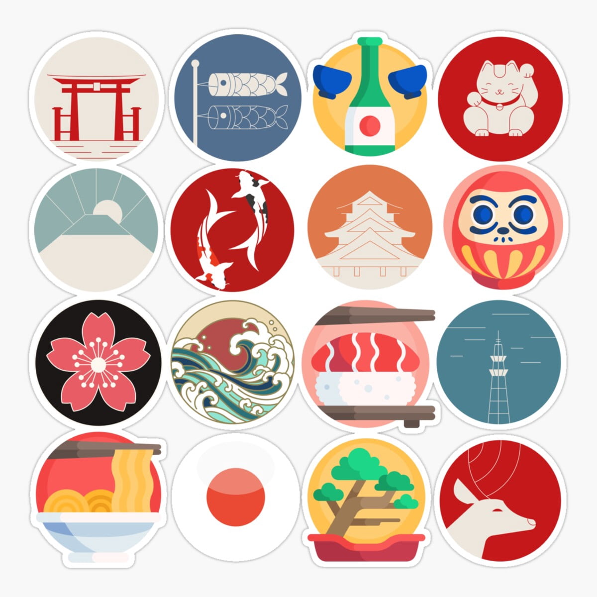 Onim Cool Japan Symbol Sticker, Phone Decal Water Bottle Stickers Car ...