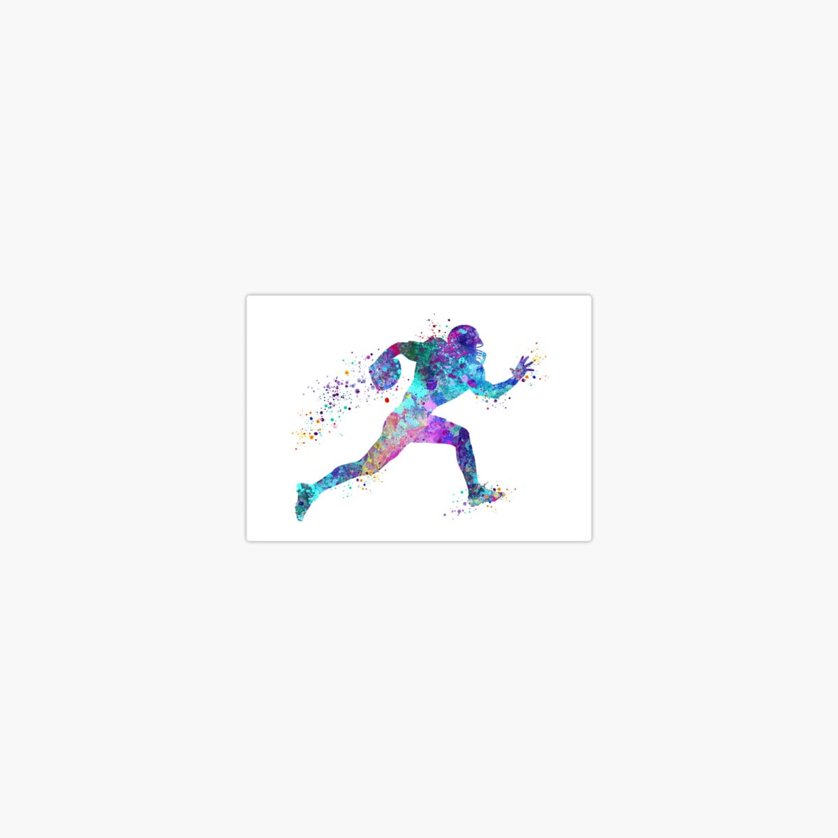 Onim American Football Player Watercolor Sticker, Phone Decal Water ...