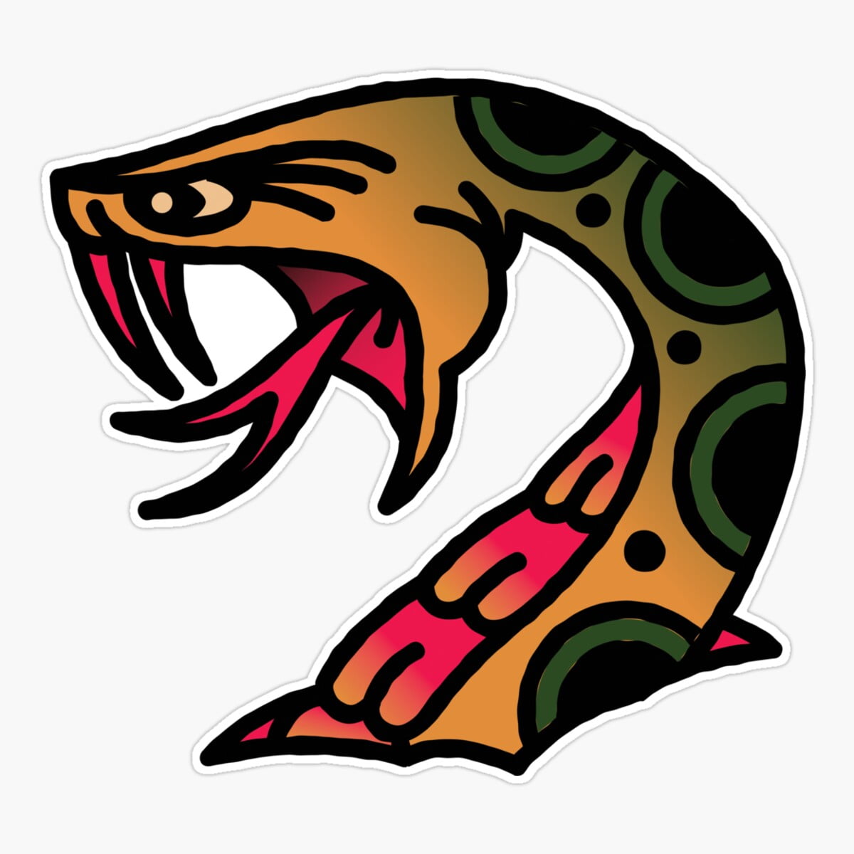 Onim American Traditional Snake Tattoo Flash Sticker, Phone Decal Water ...