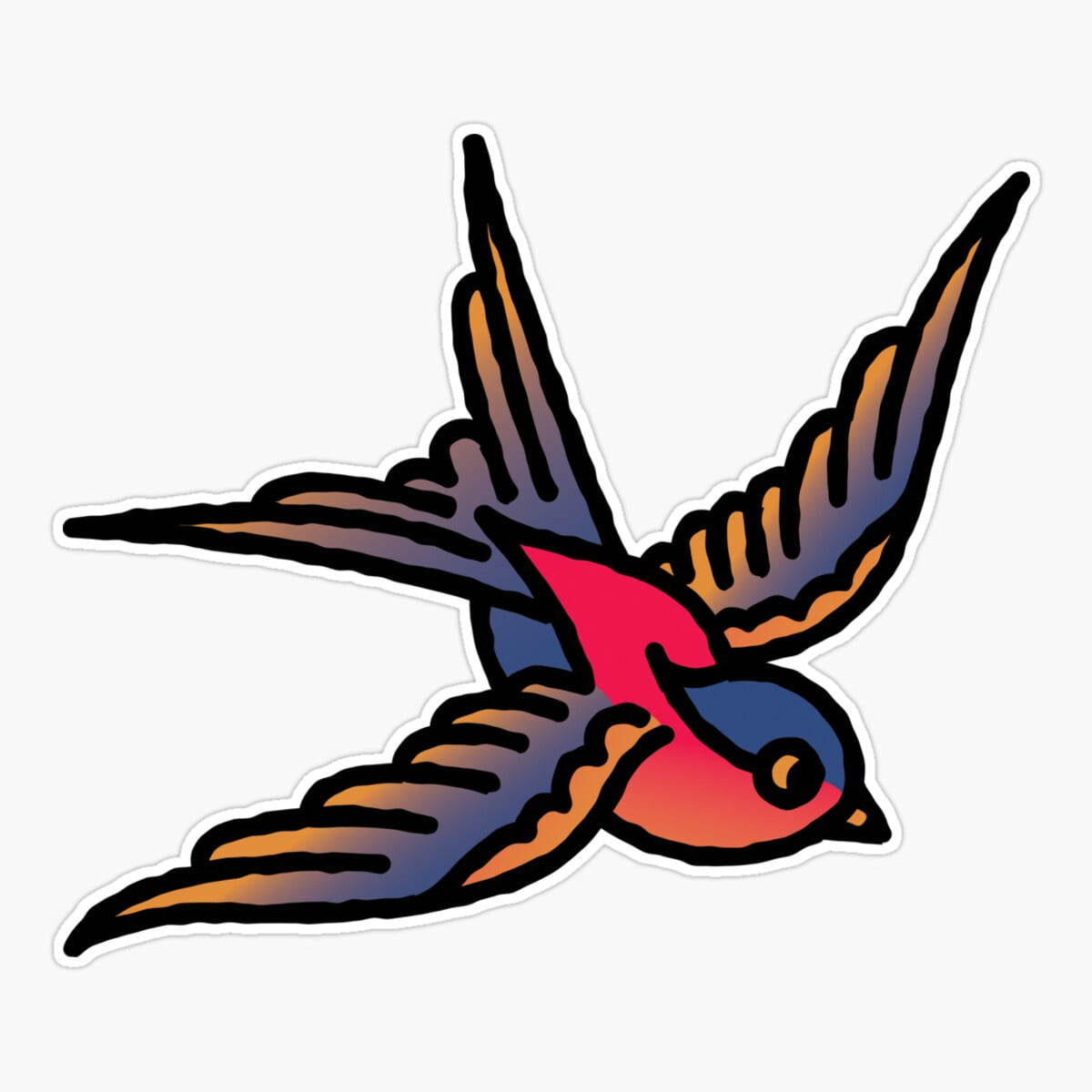 Onim American Traditional Swallow Tattoo Flash Sticker, Phone Decal ...