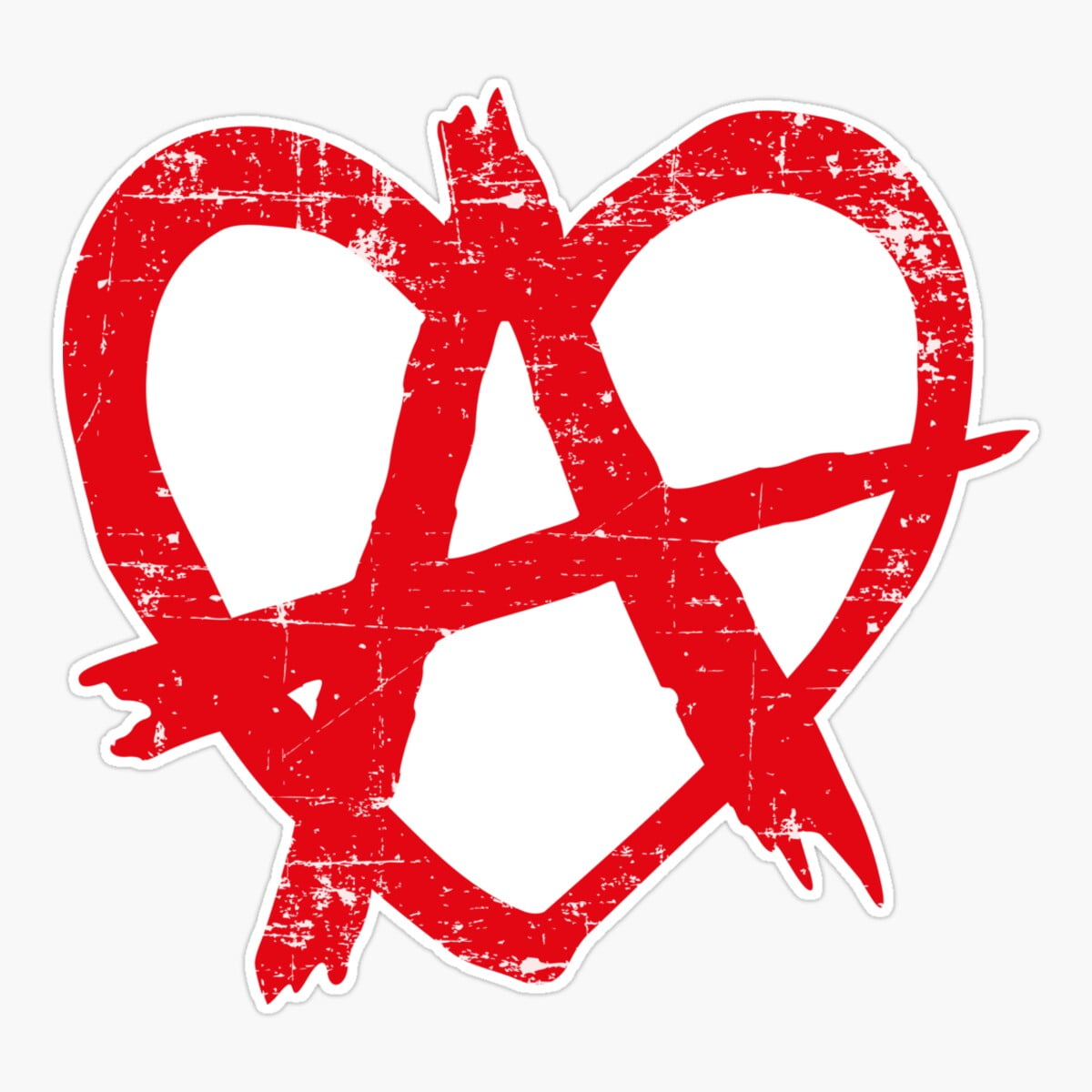 Onim Anarchy Heart, Red, Revolution, Punk Sticker, Phone Decal Water ...