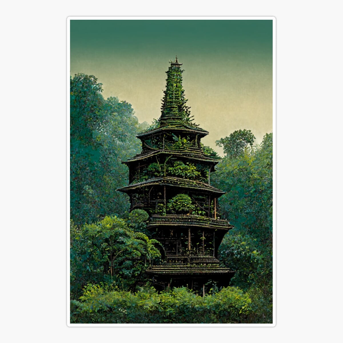 Onim Ancient Pagoda Sticker, Phone Decal Water Bottle Stickers Car ...