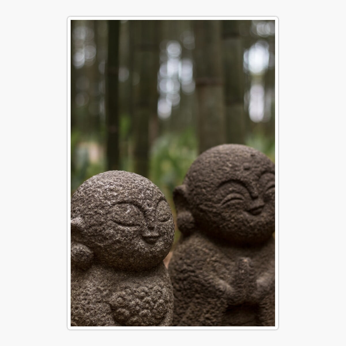 Onim Ancient Stone Statues In Japanese Bamboo Forest Sticker, Phone ...