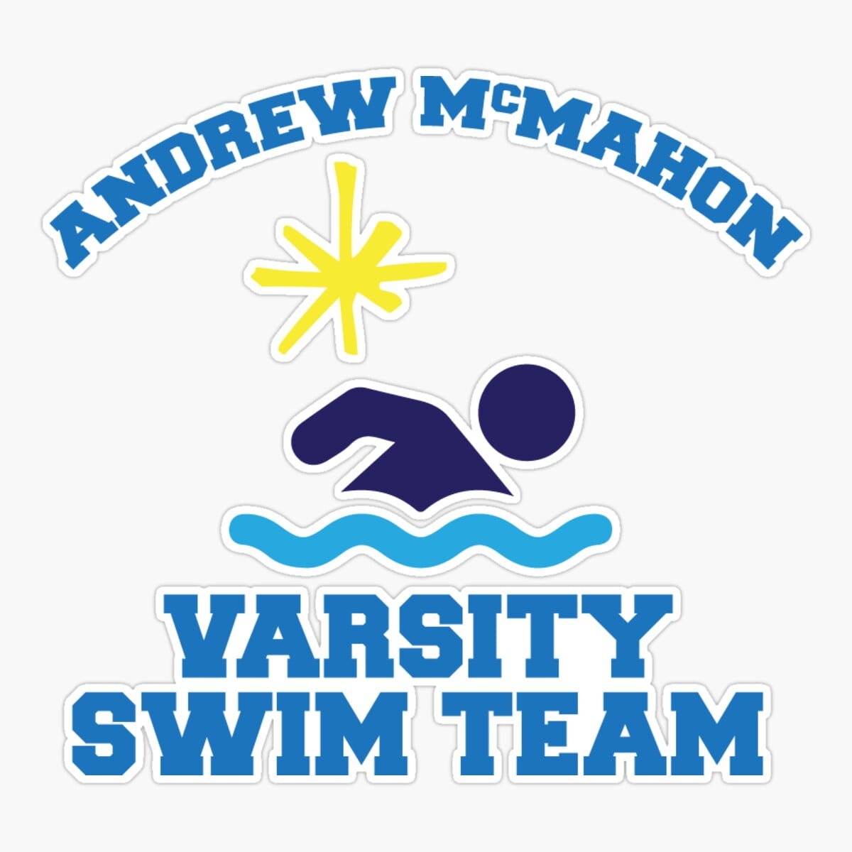 Onim Andrew Mcmahon Varsity Swim Team Sticker Sticker, Phone Decal ...