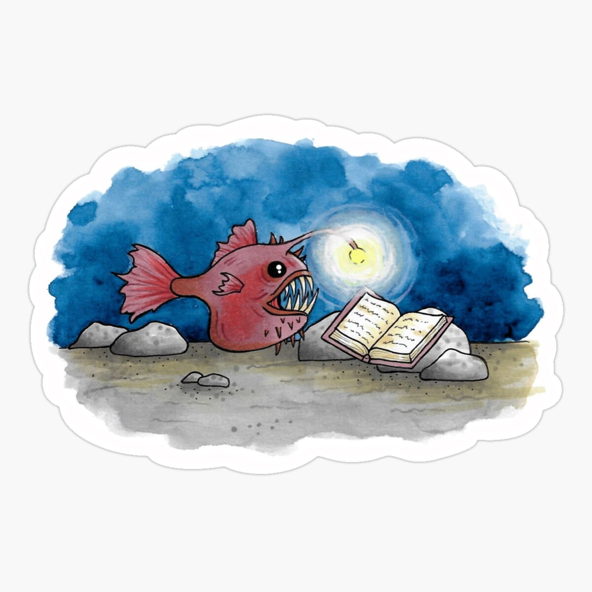 Onim Angler Fish Reading Sticker, Phone Decal Water Bottle Stickers Car ...