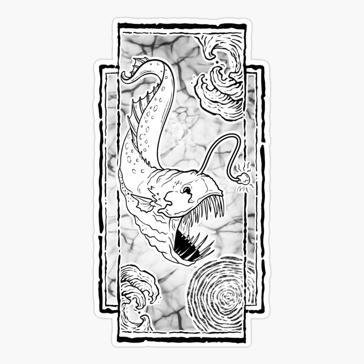 Onim Angler Fish Sticker, Phone Decal Water Bottle Stickers Car Decals ...