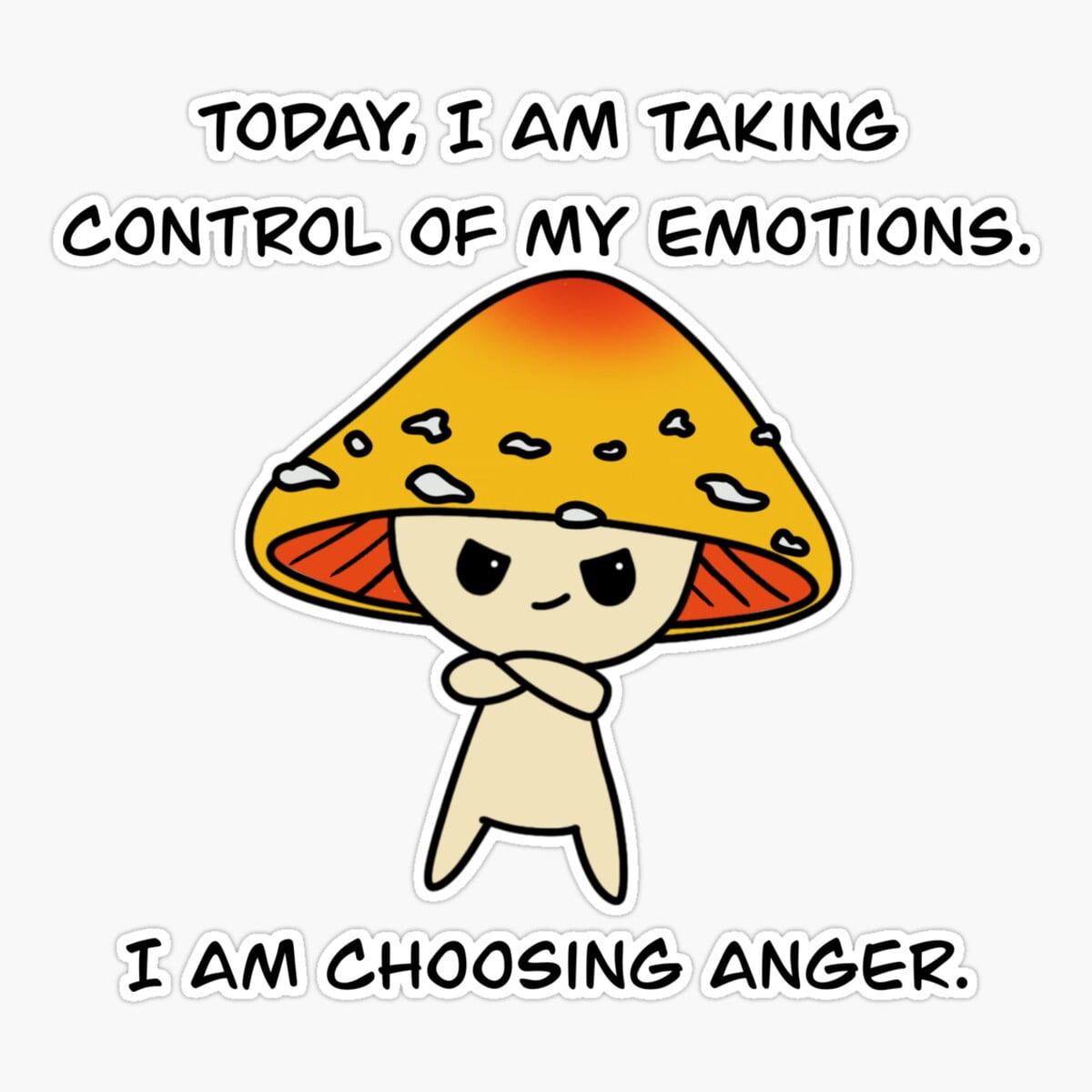 Onim Angry Mushroom Guy Choosing Anger Sticker, Phone Decal Water ...