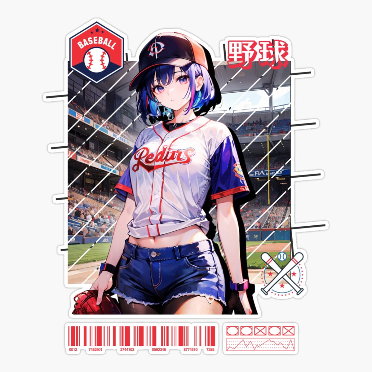 Onim Anime Art - Anime Girl - Baseball - Sport Sticker, Phone Decal ...