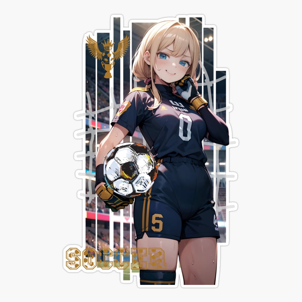 Onim Anime Art - Anime Girl - Soccer- Sport 003 Sticker, Phone Decal ...