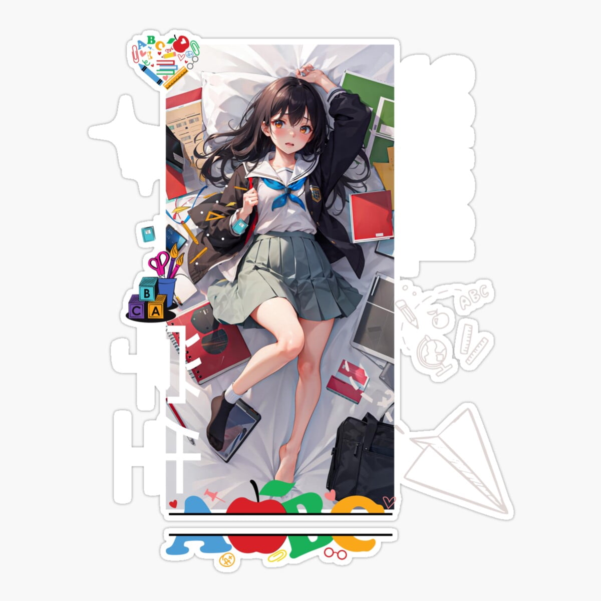 Onim Anime Arth - Anime Girl - School Sticker, Phone Decal Water Bottle ...