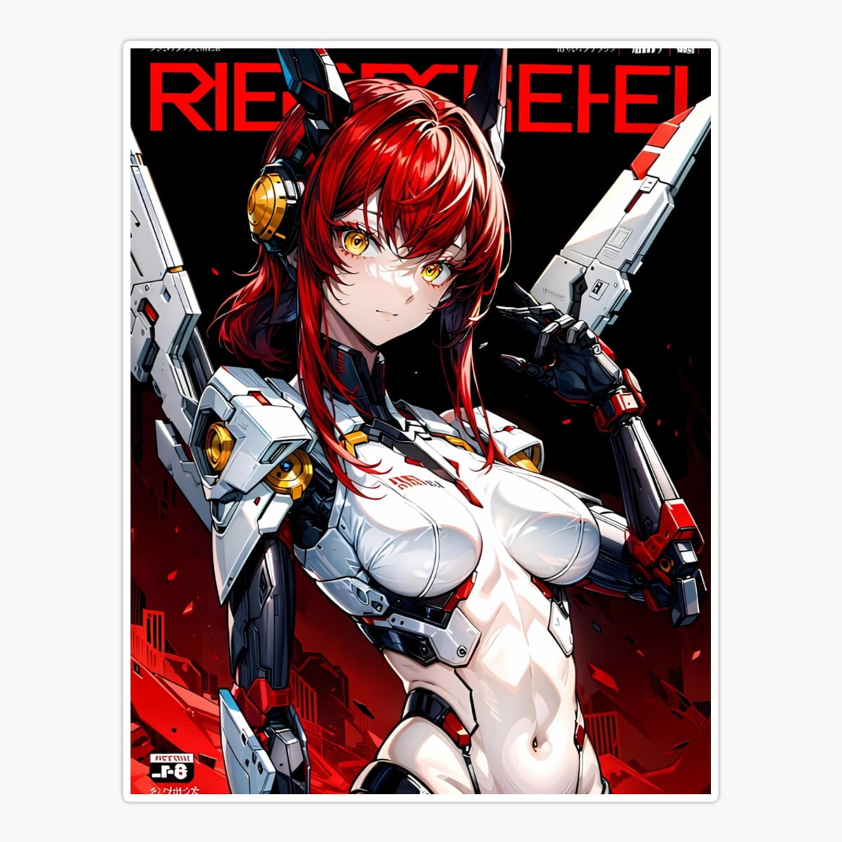 Onim Anime Arth , Cyber, Magazine Mecha Girl ,Journal , Sci-Fi Sticker ...