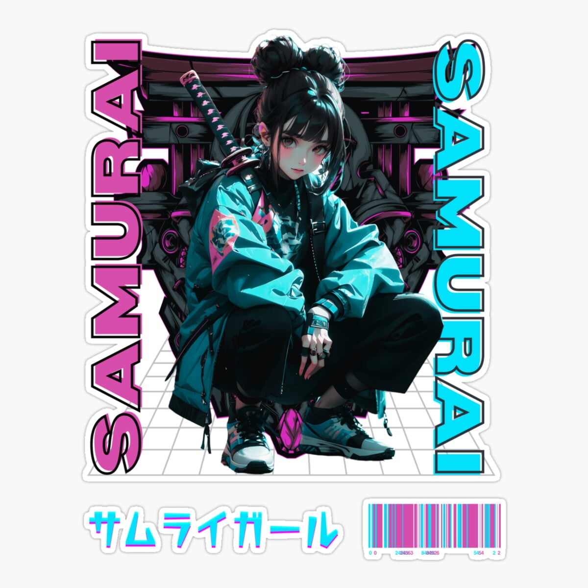 Onim Anime Arth , Samurai ,Modern, Anime Girl , Sticker, Phone Decal ...