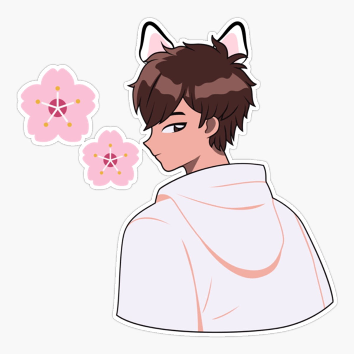 Onim Anime Boy With Cat Ears Sticker, Phone Decal Water Bottle Stickers ...