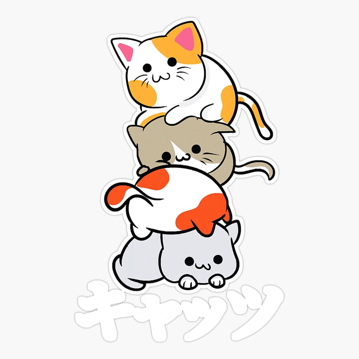 Onim Anime Cute Cats Japanese Culture Manga Sticker, Phone Decal Water ...