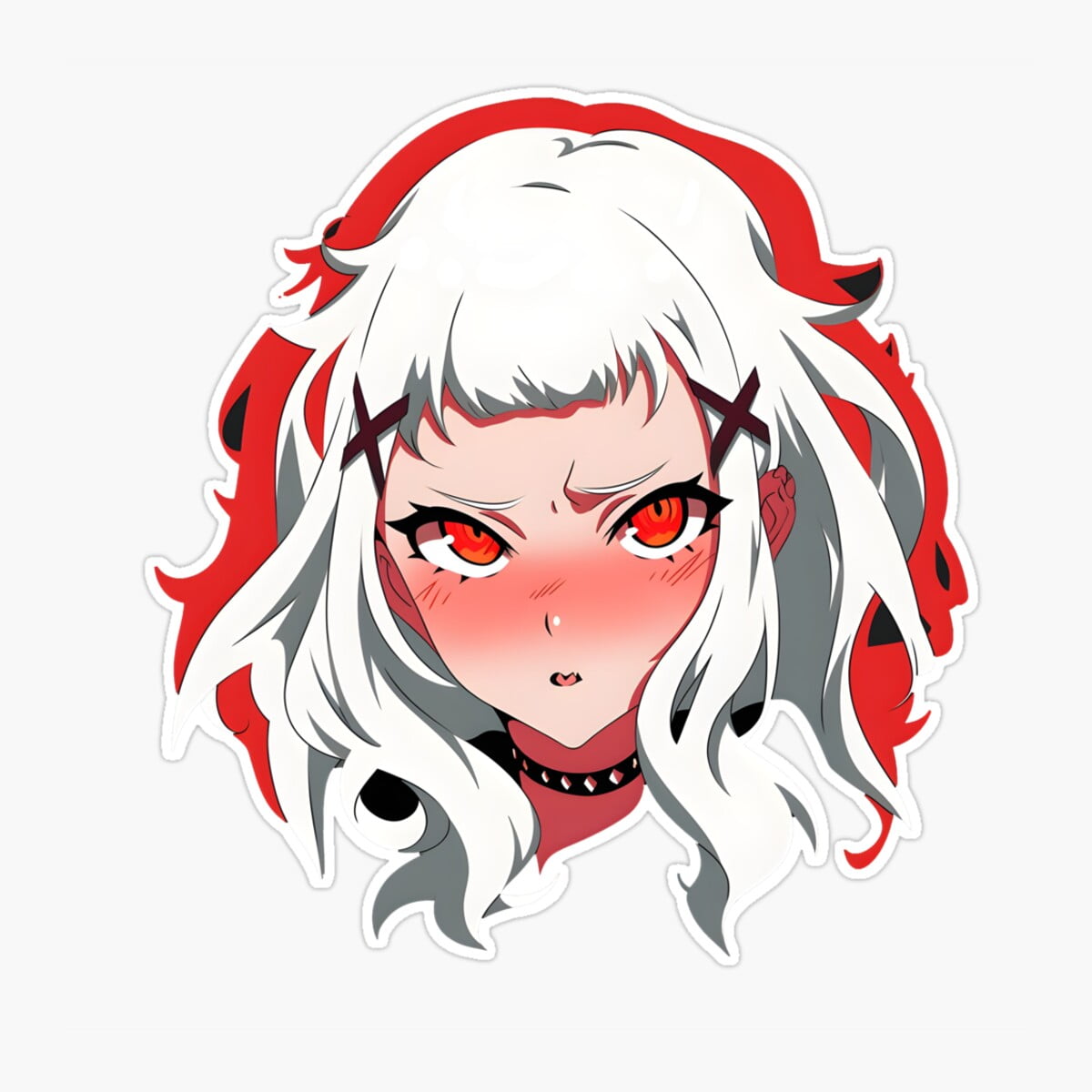 Onim Anime Girl With White Hair And Red Eyes Sticker, Phone Decal Water ...