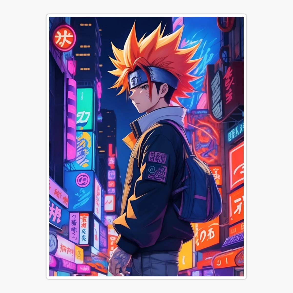 Onim Anime Gojo Style , Neon Lights T-Shirt Designs Sticker, Phone ...