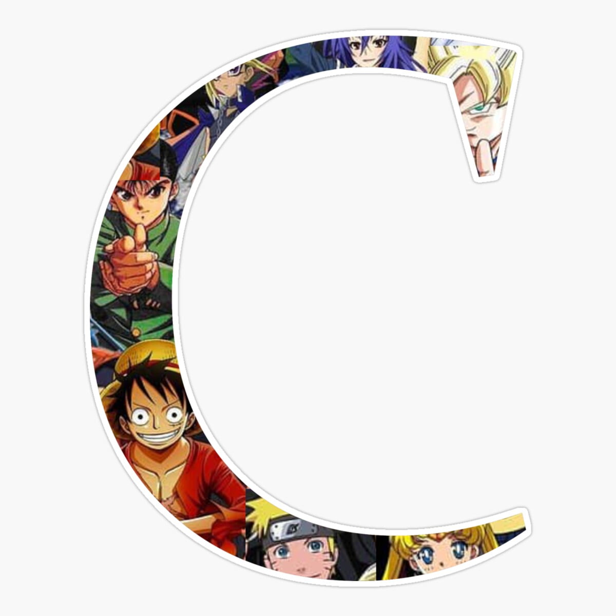 Onim Anime Letter - C Alphabet Sticker, Phone Decal Water Bottle ...