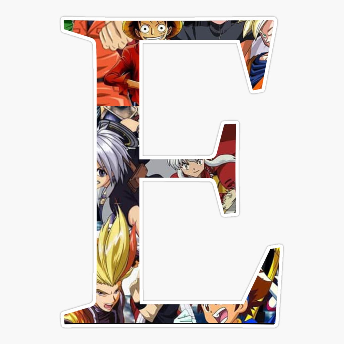 Onim Anime Letter - E Alphabet Sticker, Phone Decal Water Bottle ...