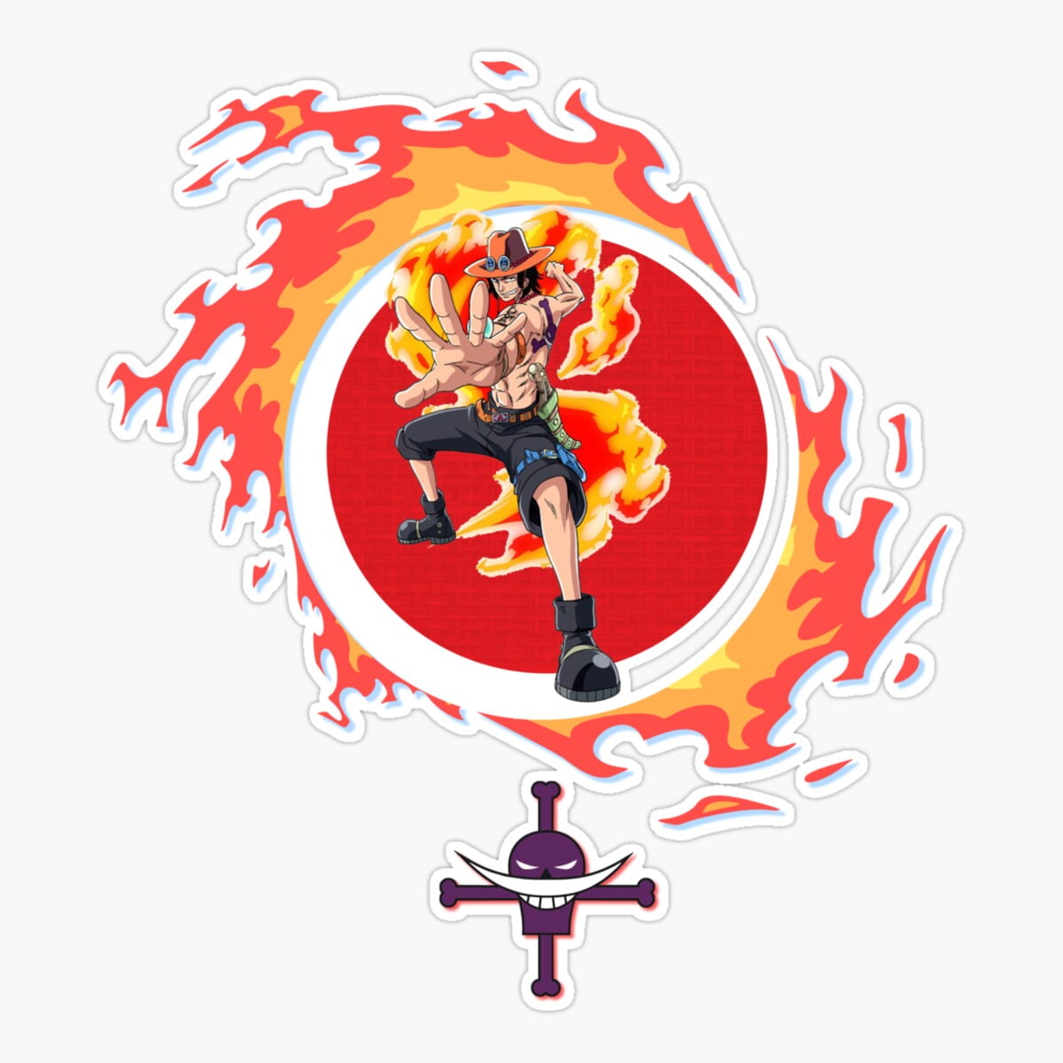 Onim Anime Style Flame Design | Japanese Culture Art | Portgas D. Ace ...