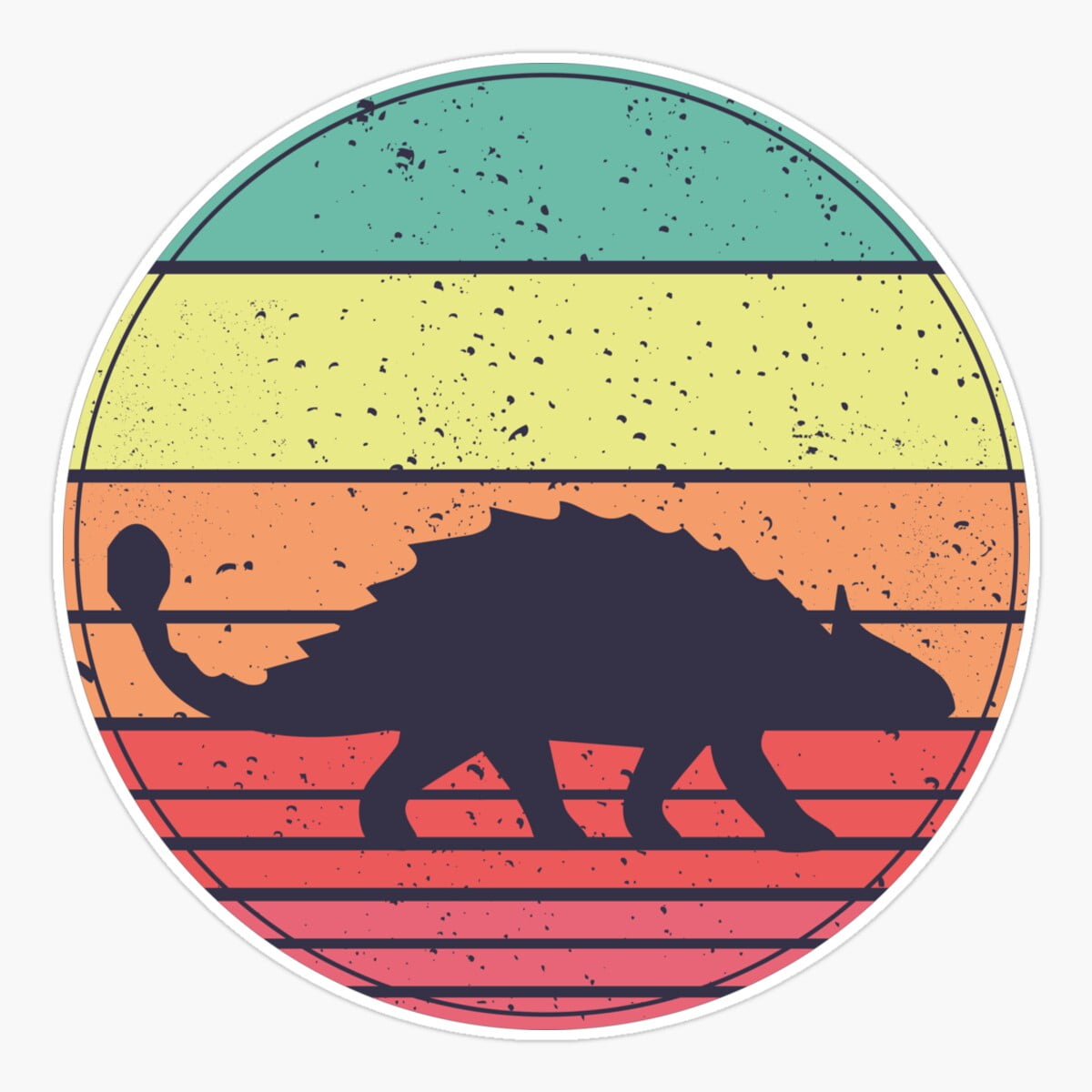 Onim Ankylosaurus Dinosaur Vintage Retro Sunset Sticker, Phone Decal ...