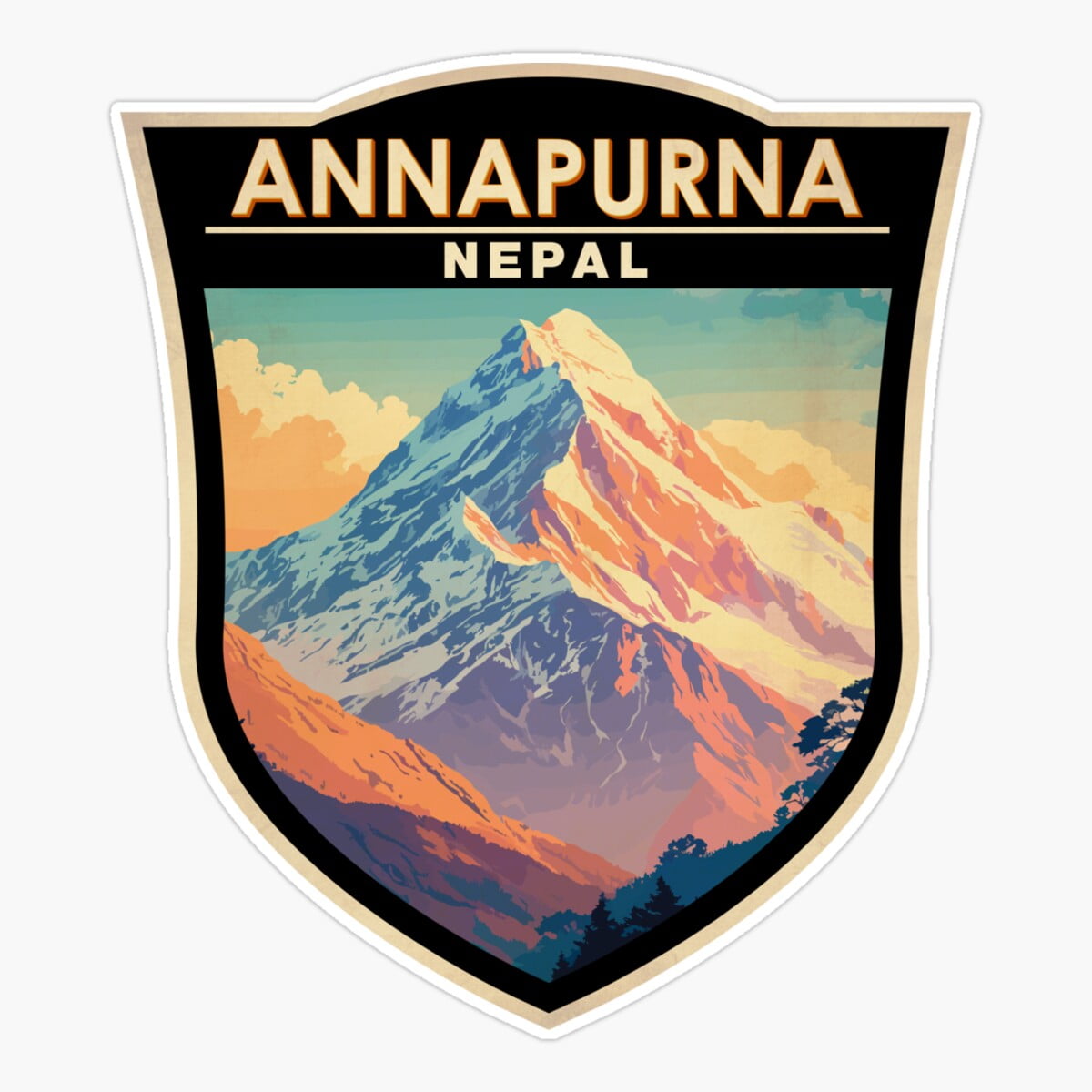 Onim Annapurna Nepal Travel Art Badge Sticker, Phone Decal Water Bottle ...