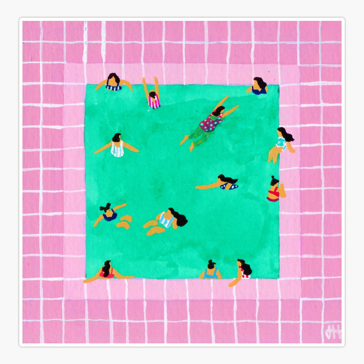 Onim Another Mini Pink Pool Sticker, Phone Decal Water Bottle Stickers ...