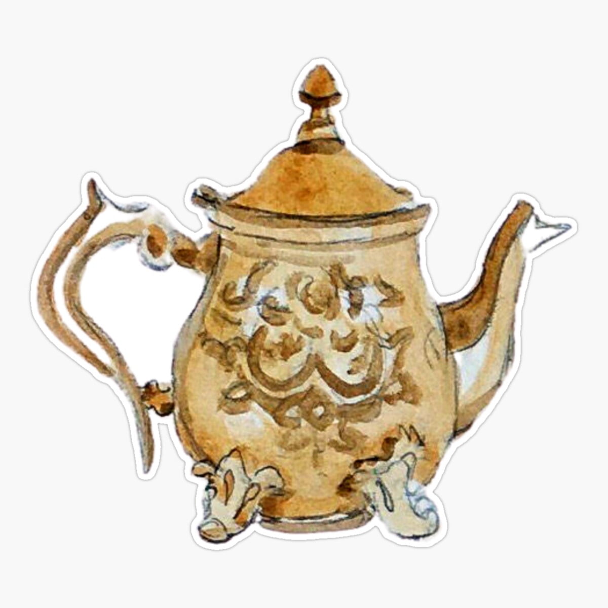 Onim Antique Brass Teapot Sticker, Phone Decal Water Bottle Stickers ...