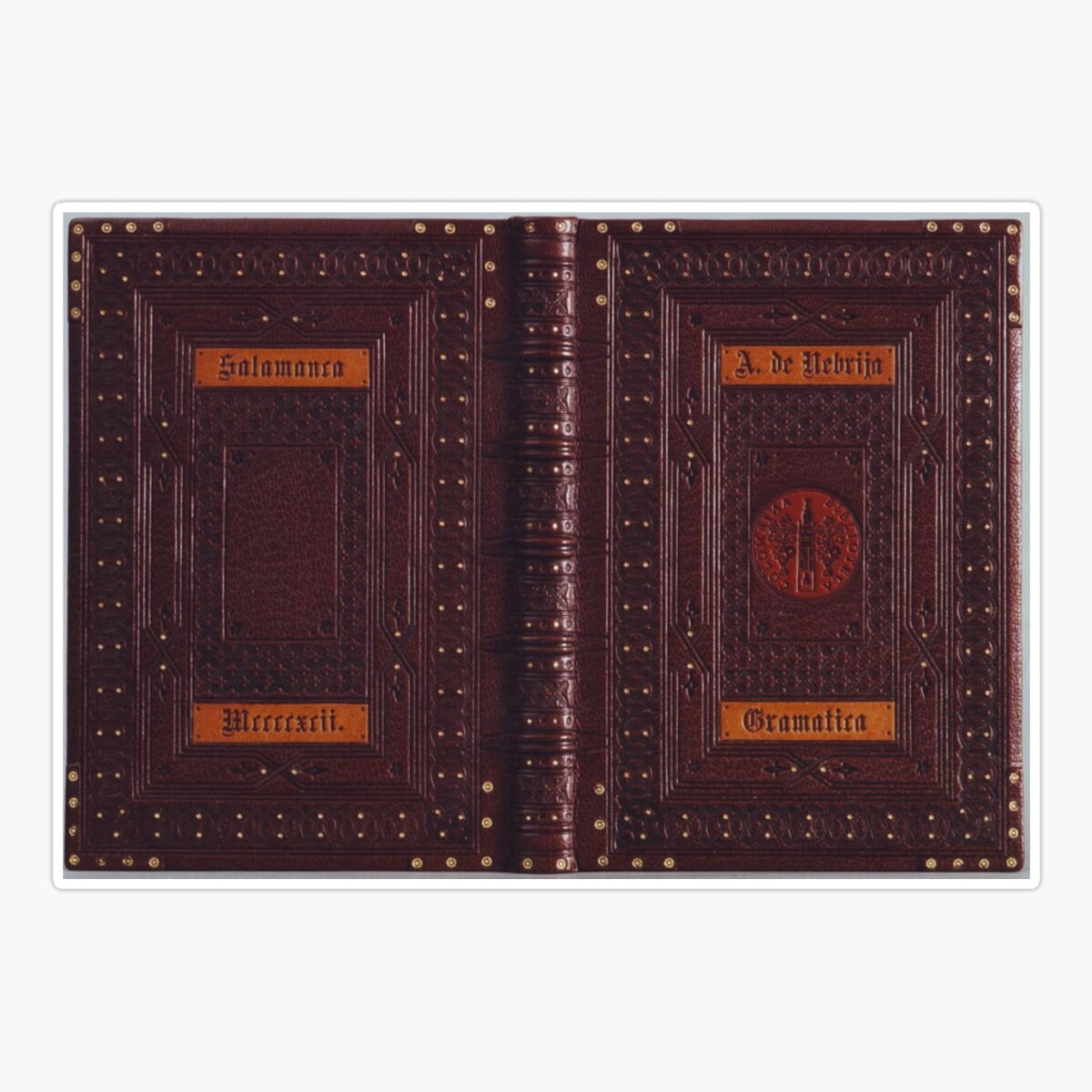Onim Antique Leather Book Cover Sticker, Phone Decal Water Bottle ...