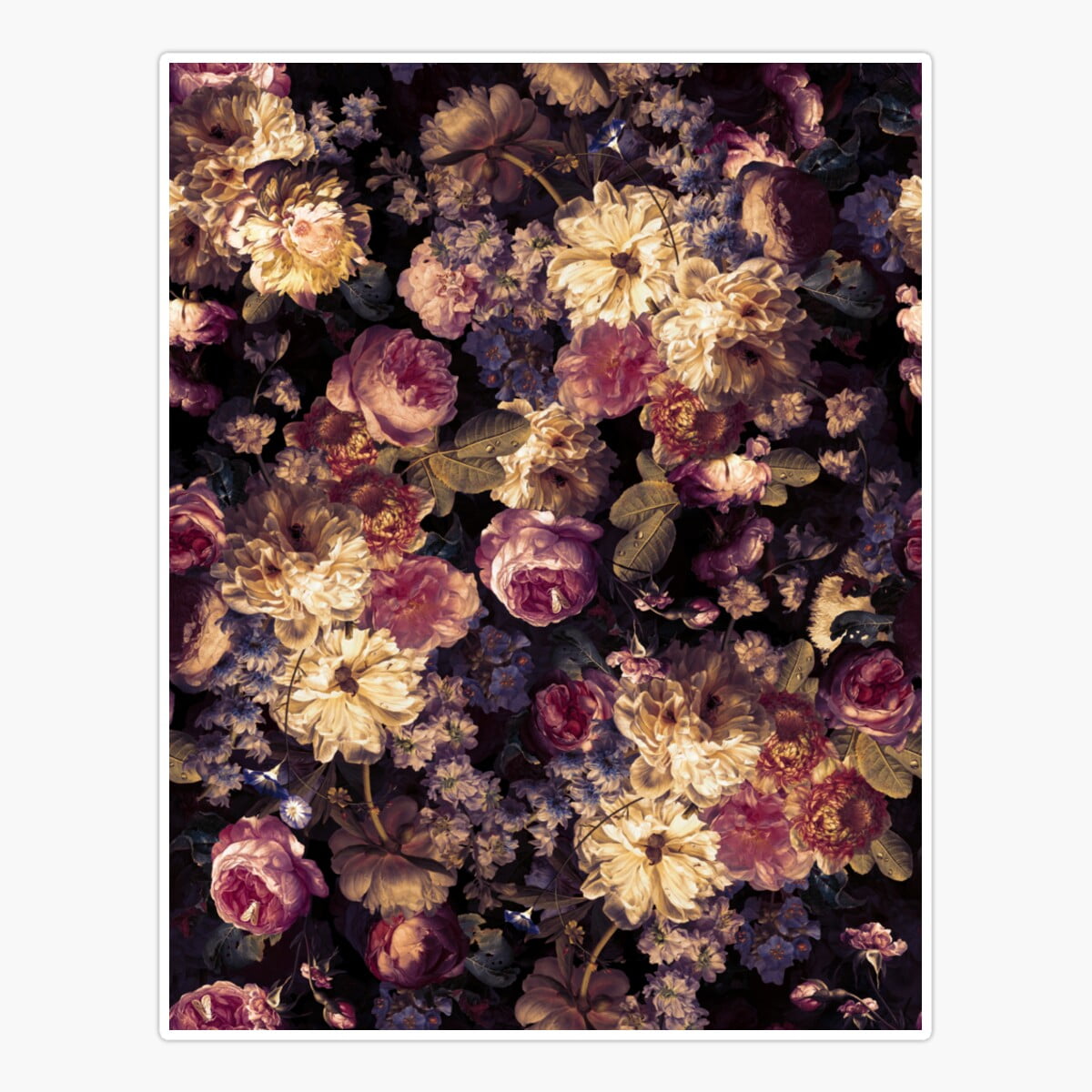 Onim Antique Lush Midnight Baroque Flower Botanical Night Garden 3 ...