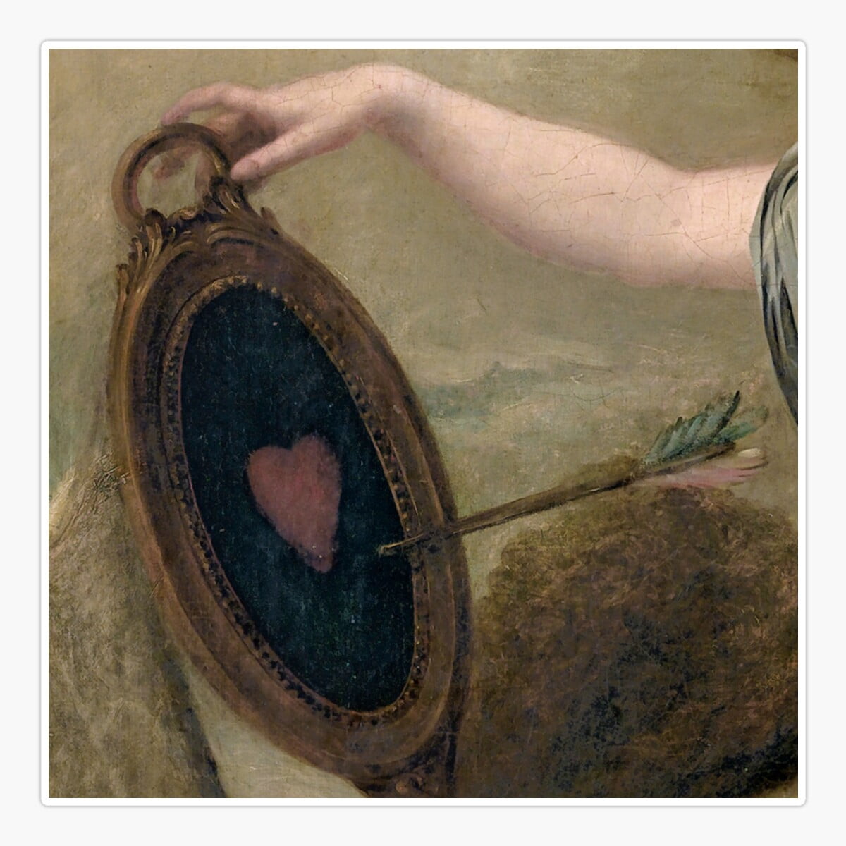Onim Antique Painting Detail With Heart And Arrow Sticker, Phone Decal ...