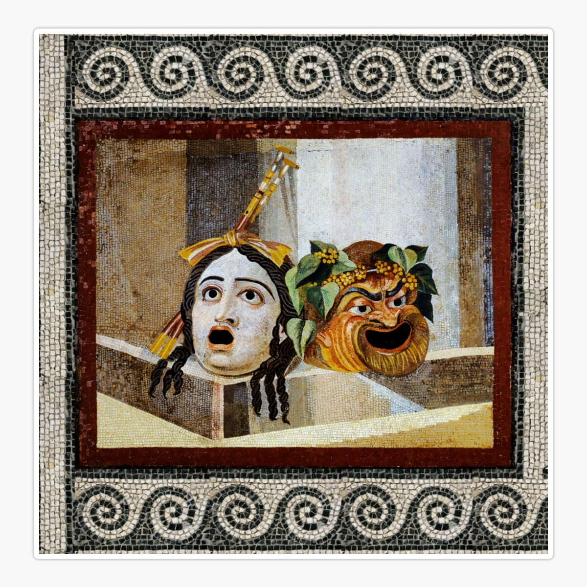 Onim Antique Roman Mosaics ,Greek Comedy Theater Masks Sticker, Phone ...