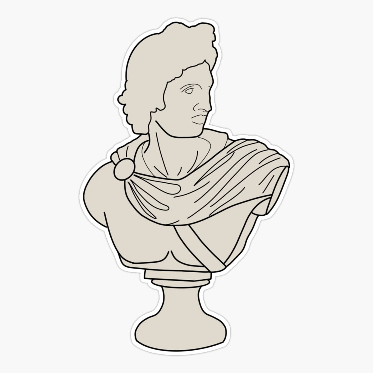 Onim Apollo Bust (Detailed) Sticker, Phone Decal Water Bottle Stickers ...
