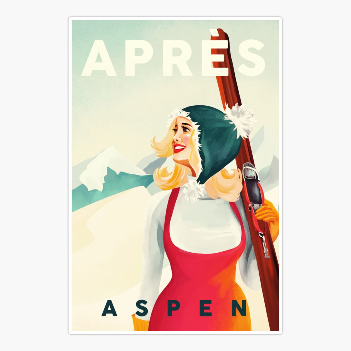 Onim Apres Ski Aspen Cool & Vintage Pinup Girl Skiing Poster Art ...