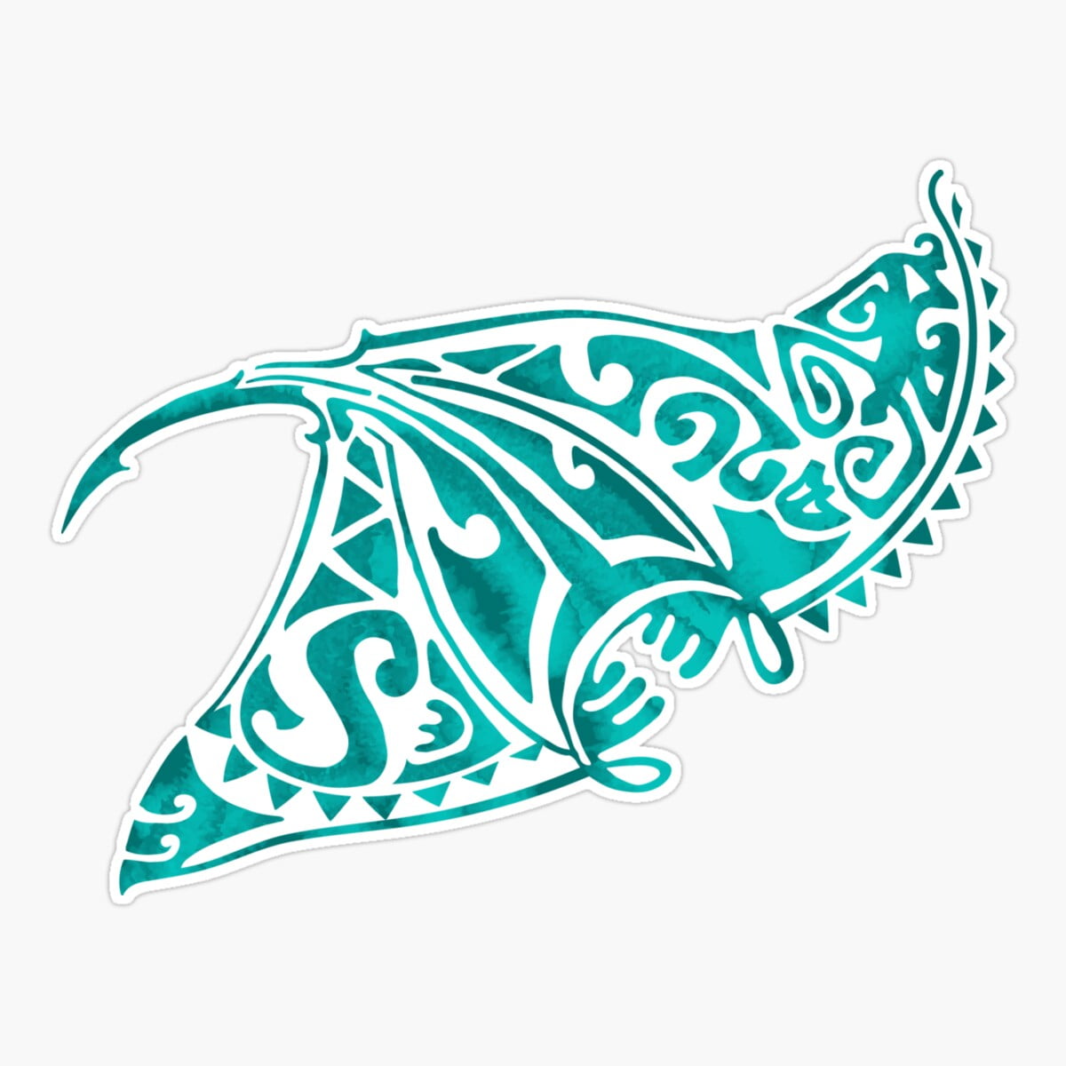Onim Aqua Blue Tribal Ray Sticker, Phone Decal Water Bottle Stickers ...