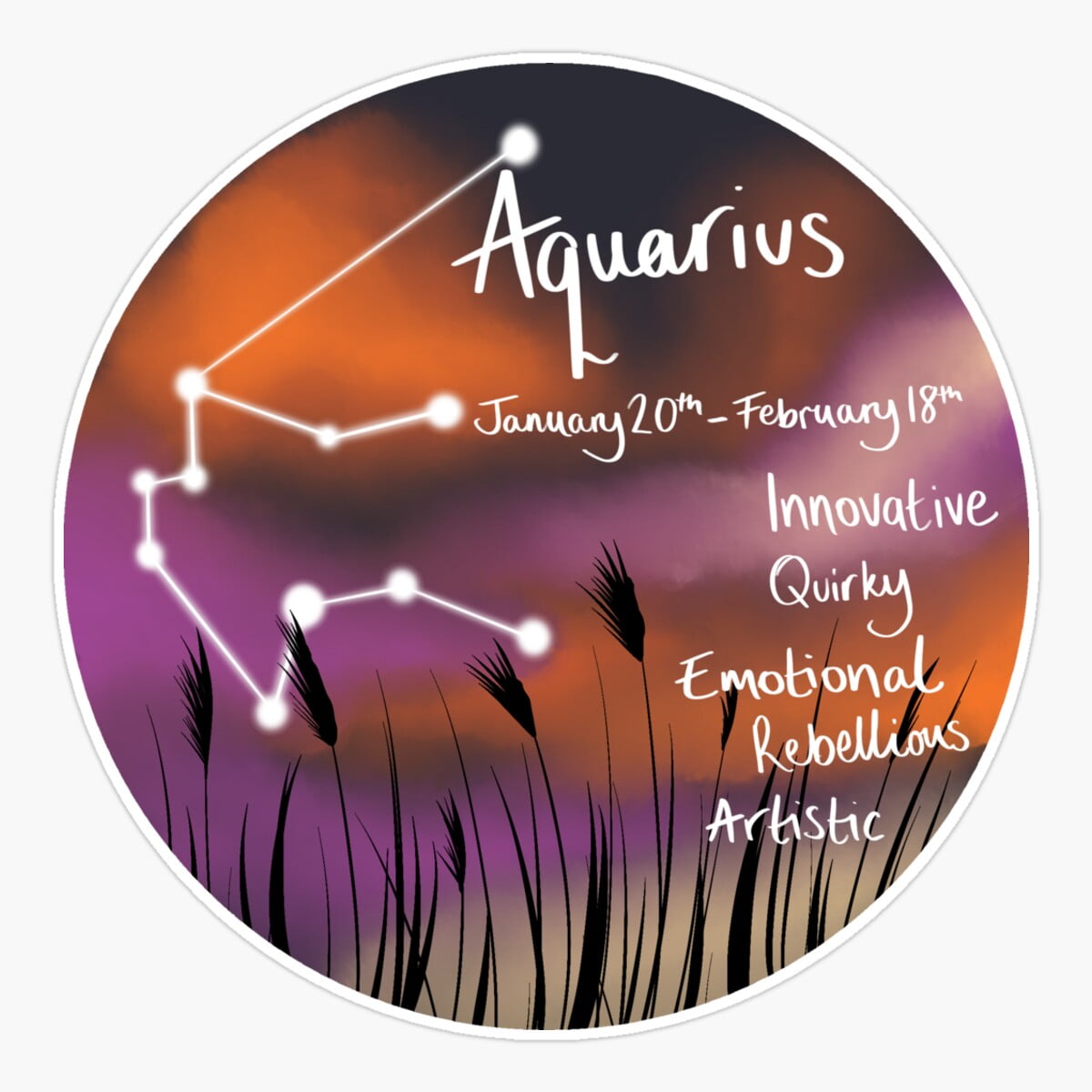 Onim Aquarius Star Sign Sticker, Phone Decal Water Bottle Stickers Car ...