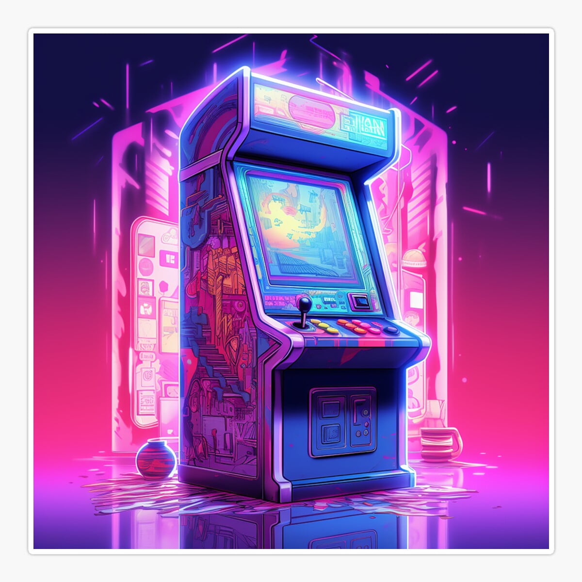 Onim Arcade Retro Gaming Neon Sticker, Phone Decal Water Bottle Stickers Car Decals, Funny ...