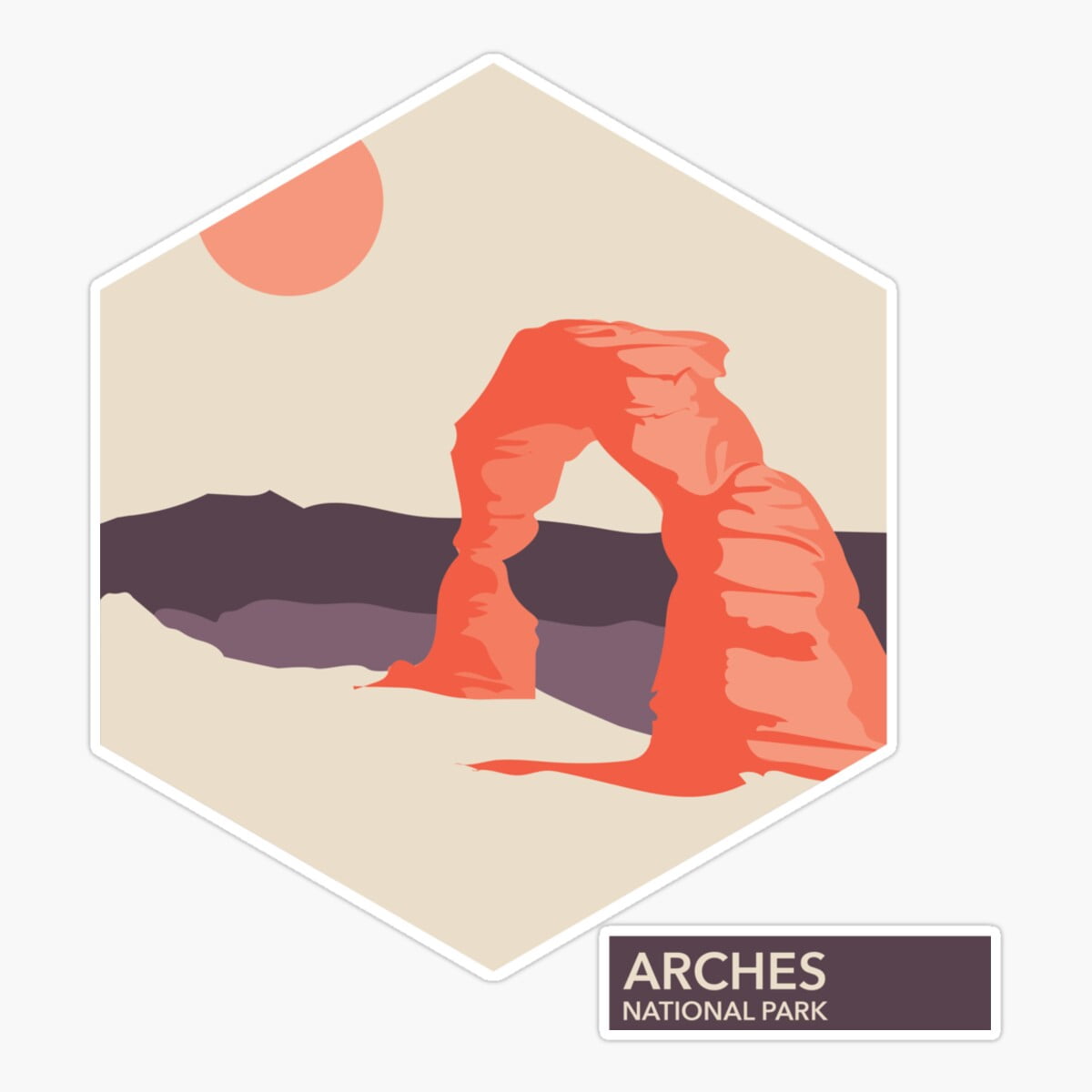 Onim Arches National Park Travel Art Sticker, Phone Decal Water Bottle ...