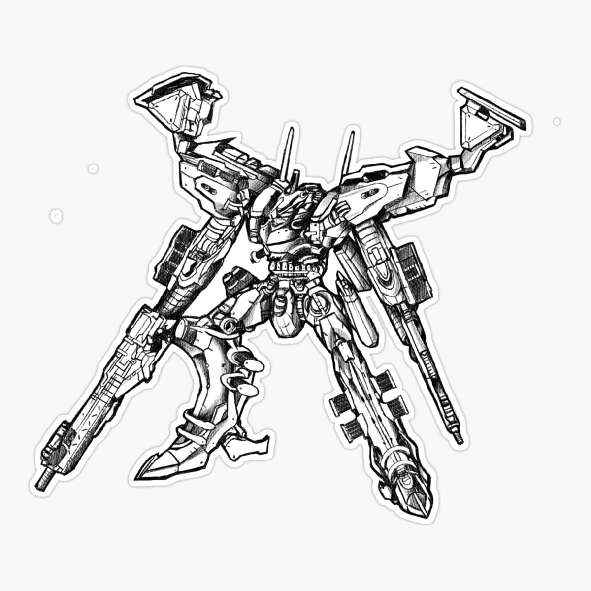 Onim Armored Core White Glint Sticker, Phone Decal Water Bottle ...
