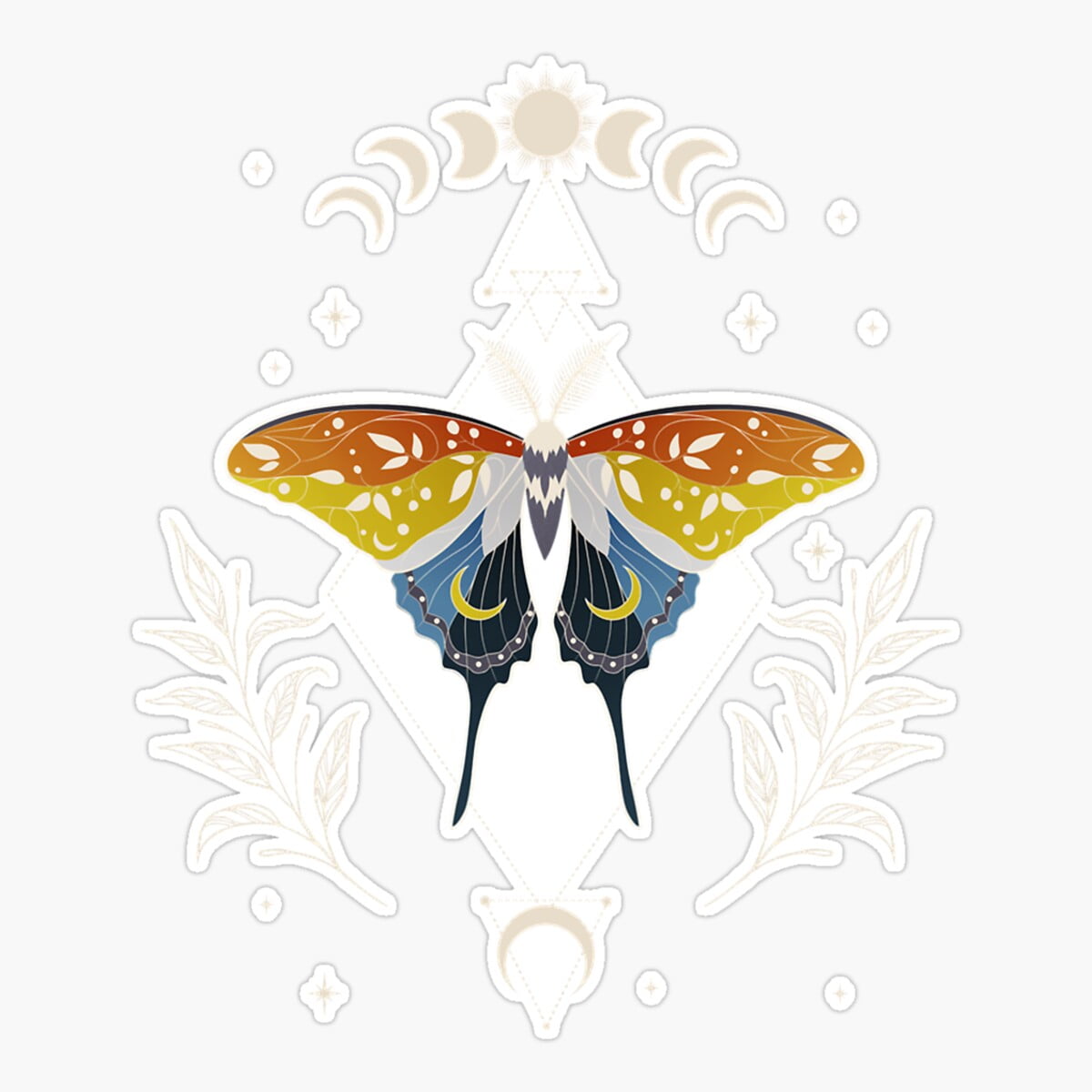 Onim Aroace Luna Moth Cottagecore Sticker, Phone Decal Water Bottle ...