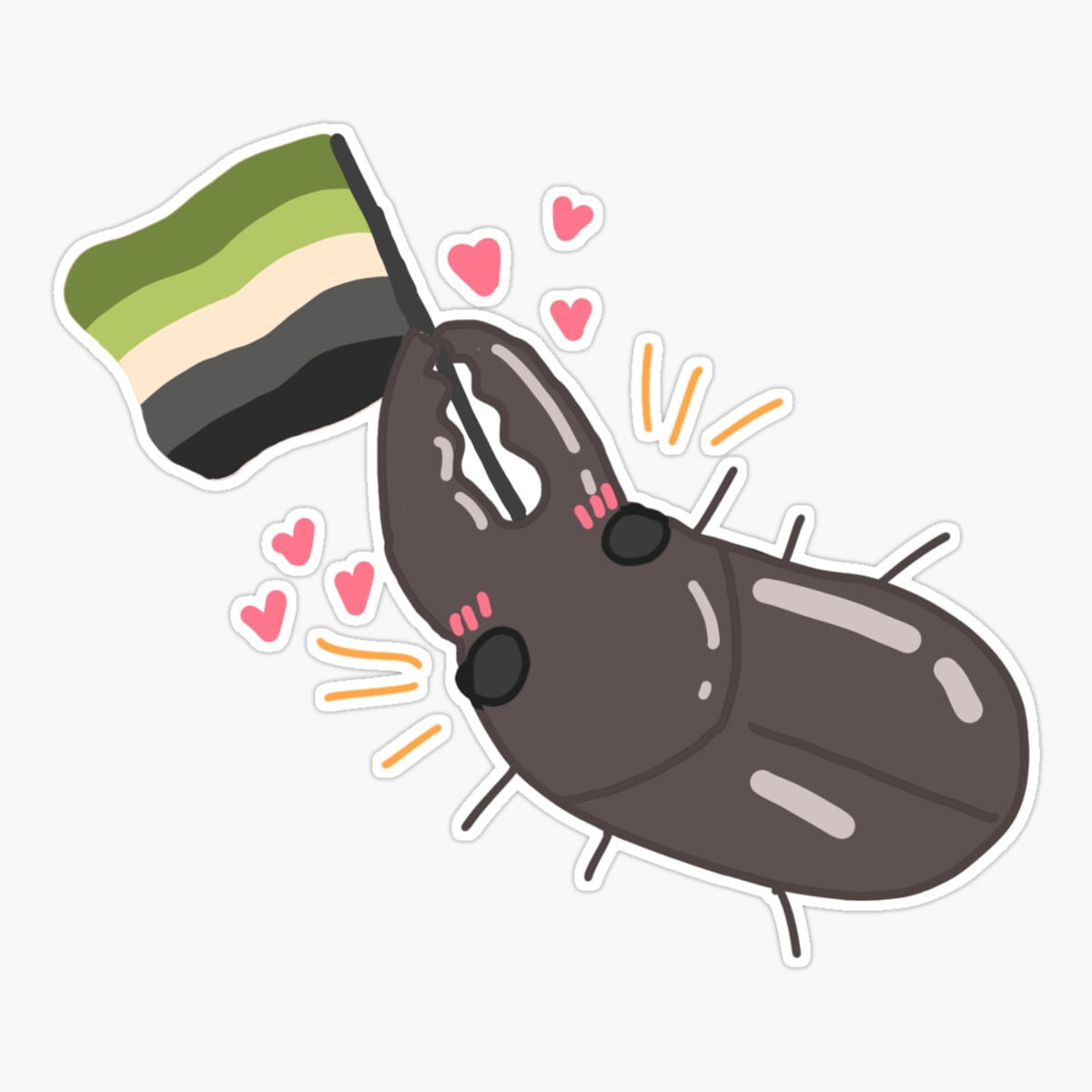 Onim Aromantic Pride Beetle Sticker, Phone Decal Water Bottle Stickers ...