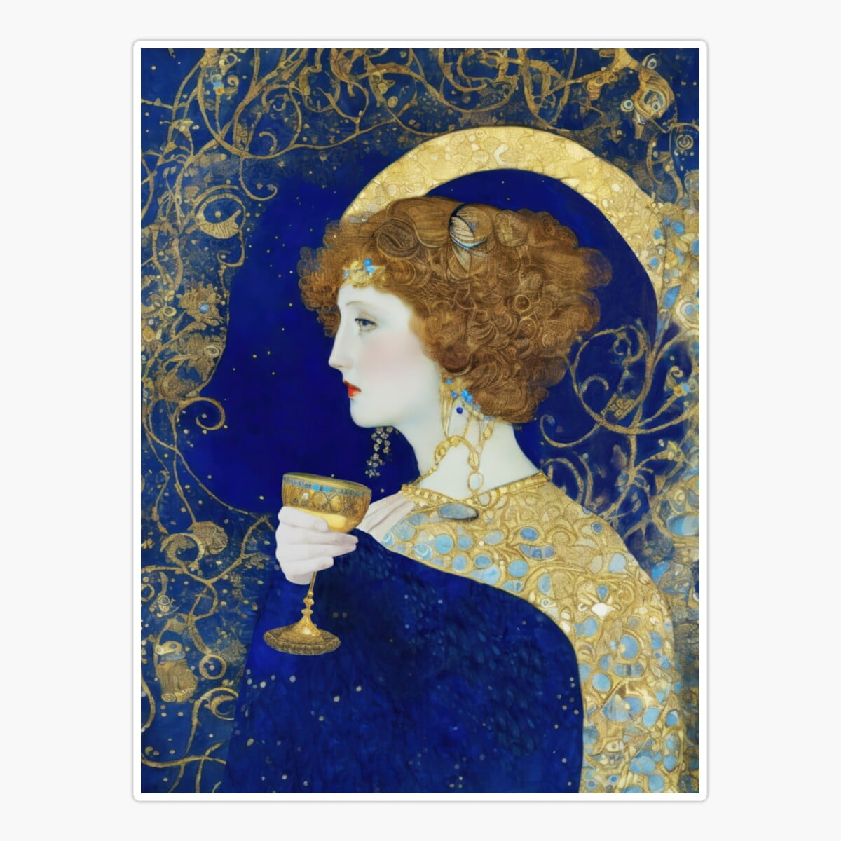 Onim Art Nouveau Queen Of Cups Sticker, Phone Decal Water Bottle ...