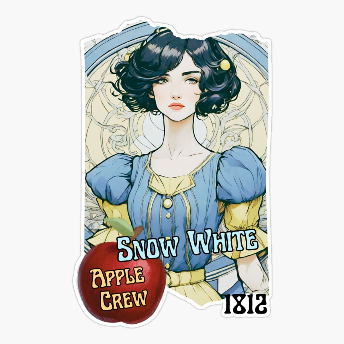 Onim Art Nouveau Snow White Apple Crew Sticker, Phone Decal Water ...