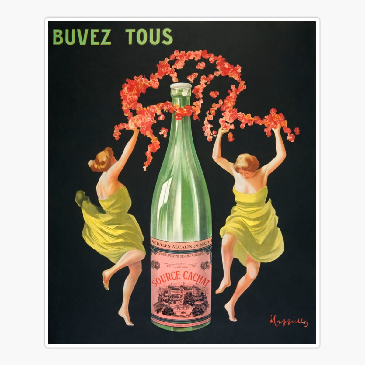 Onim Art Nouveau Vintage Bottle Poster Sticker, Phone Decal Water ...