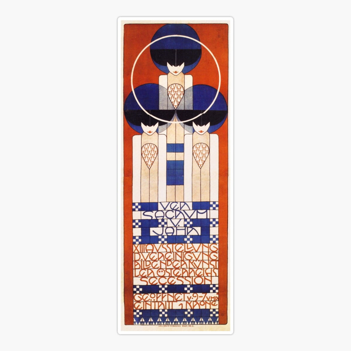 Onim Art Nouveau Vintage Poster By Koloman Moser Sticker, Phone Decal ...